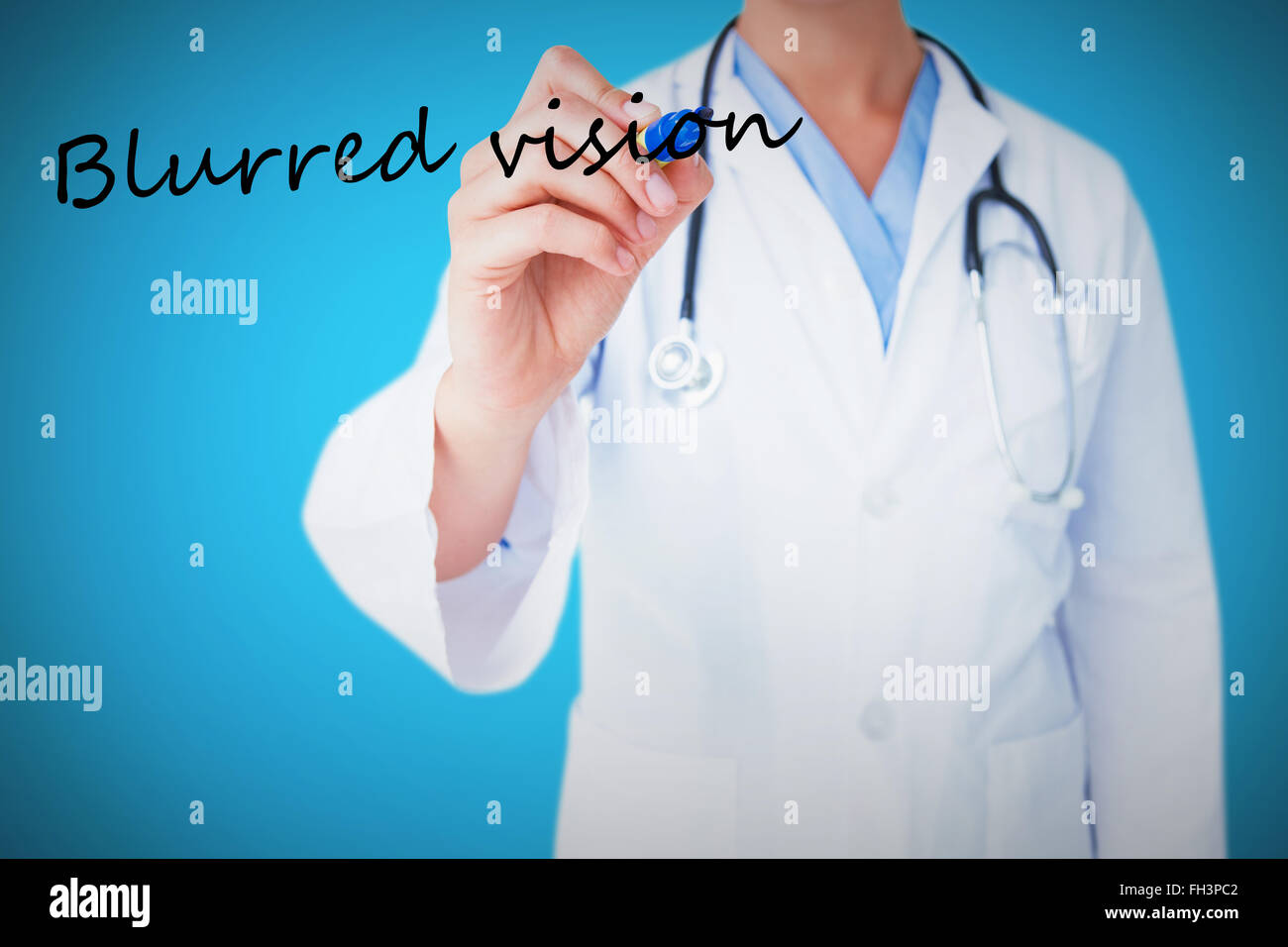 Blurred vision against blue background with vignette Stock Photo - Alamy