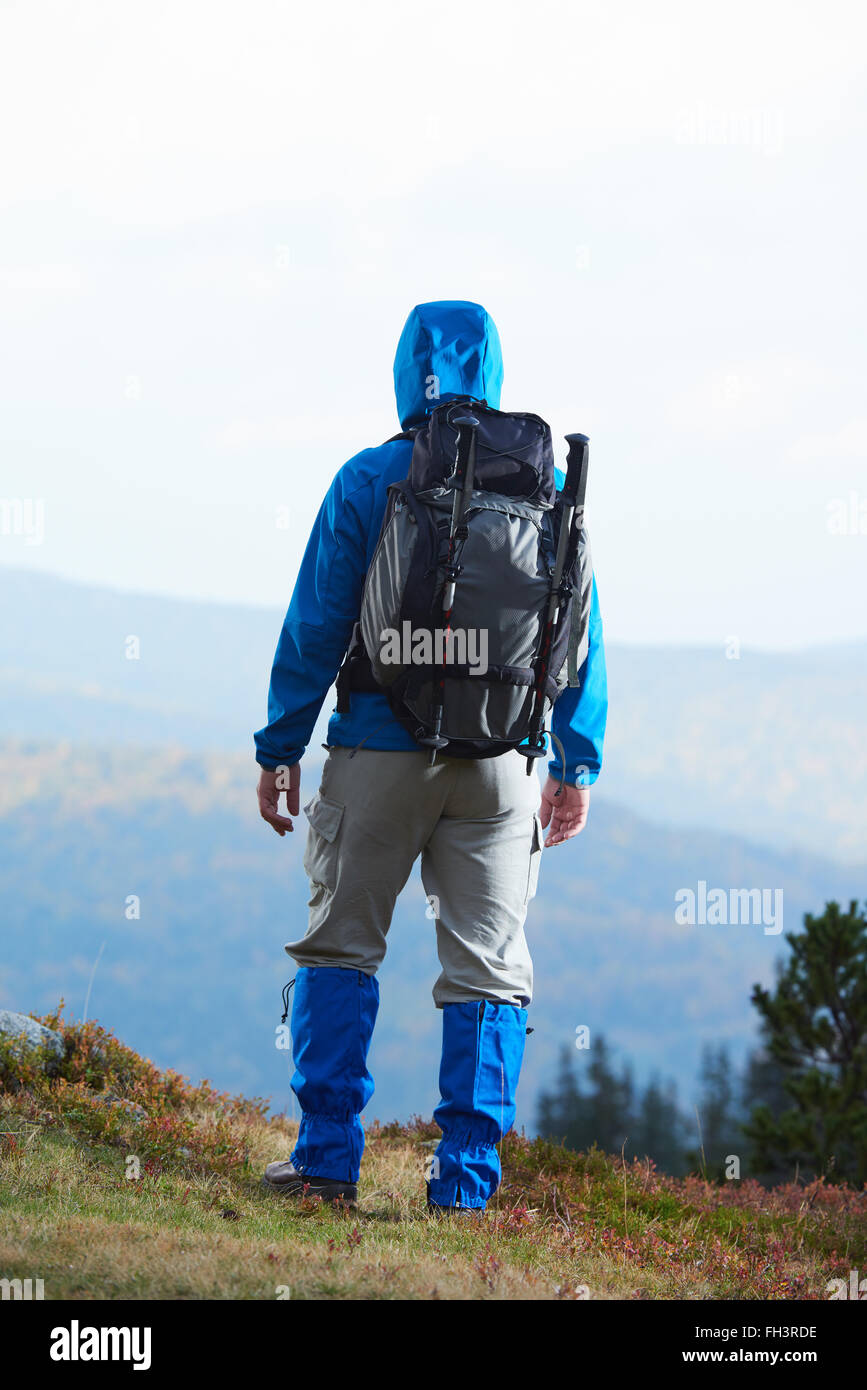 advanture man with backpack hiking Stock Photo - Alamy