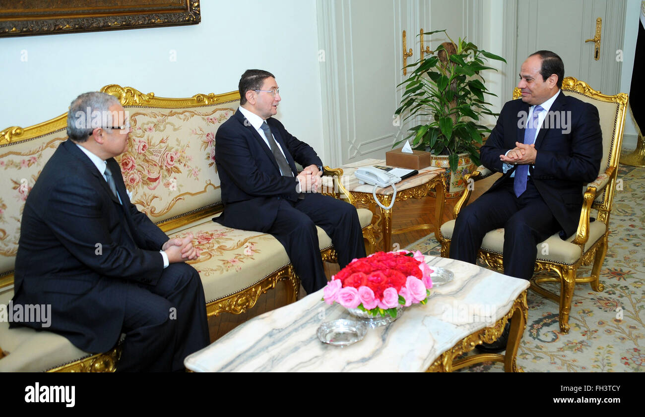 Cairo, Egypt. 23rd Feb, 2016. Egyptian President Abdel Fattah al-Sisi ...