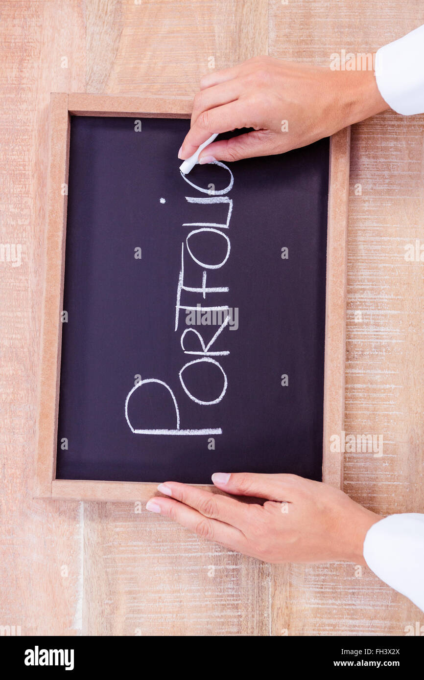 Chalkboard with portfolio text Stock Photo - Alamy