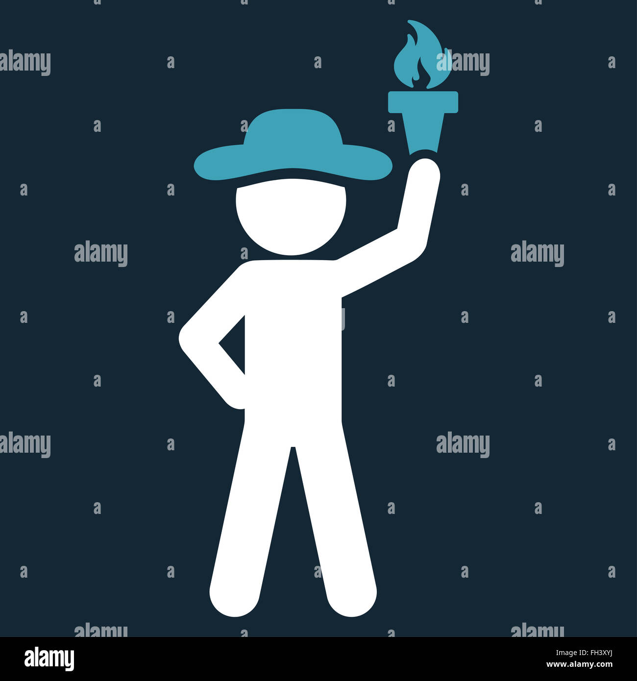 Guy With Freedom Torch Icon Stock Photo - Alamy