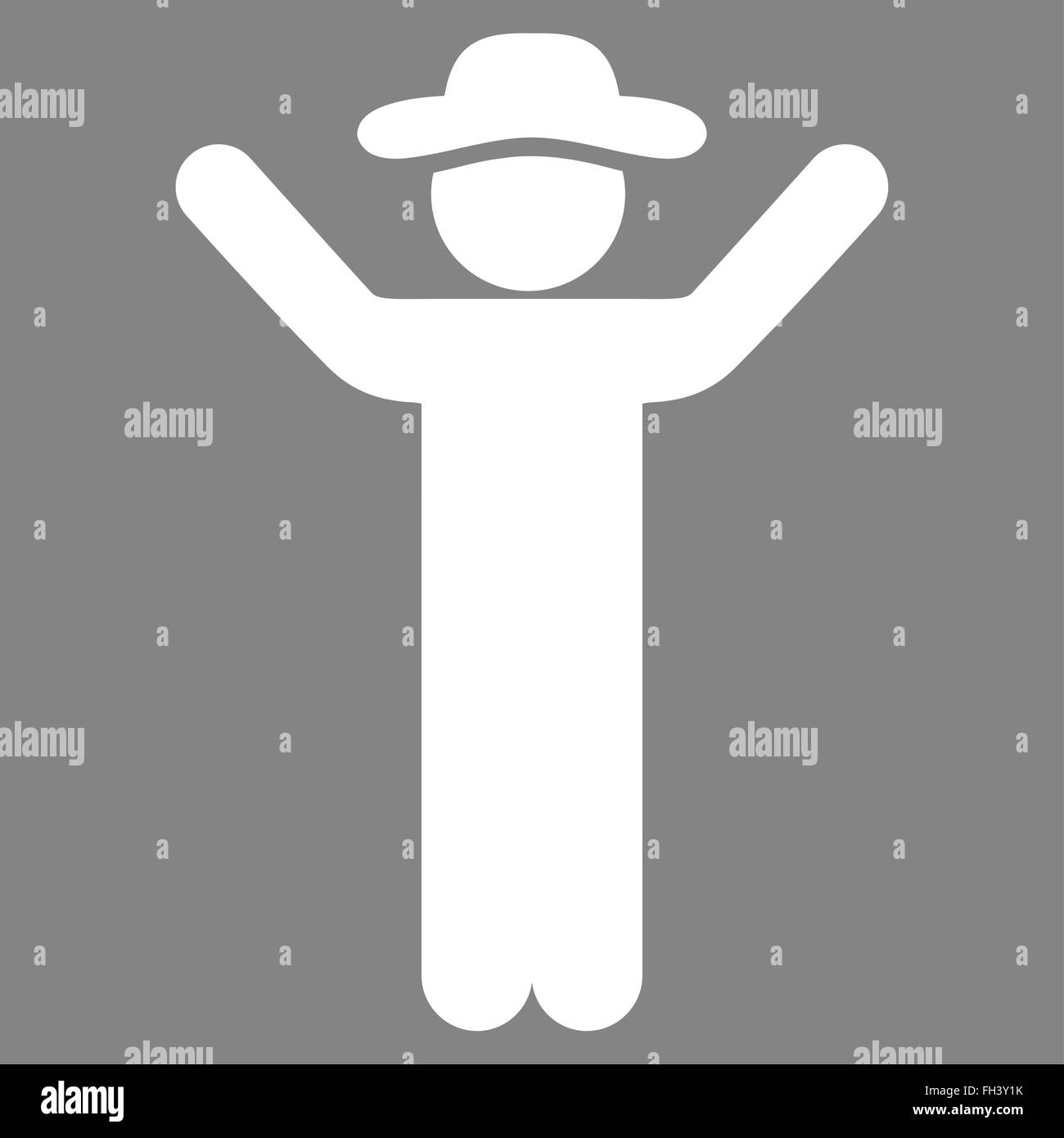 Hands Up Man Icon Stock Photo - Alamy