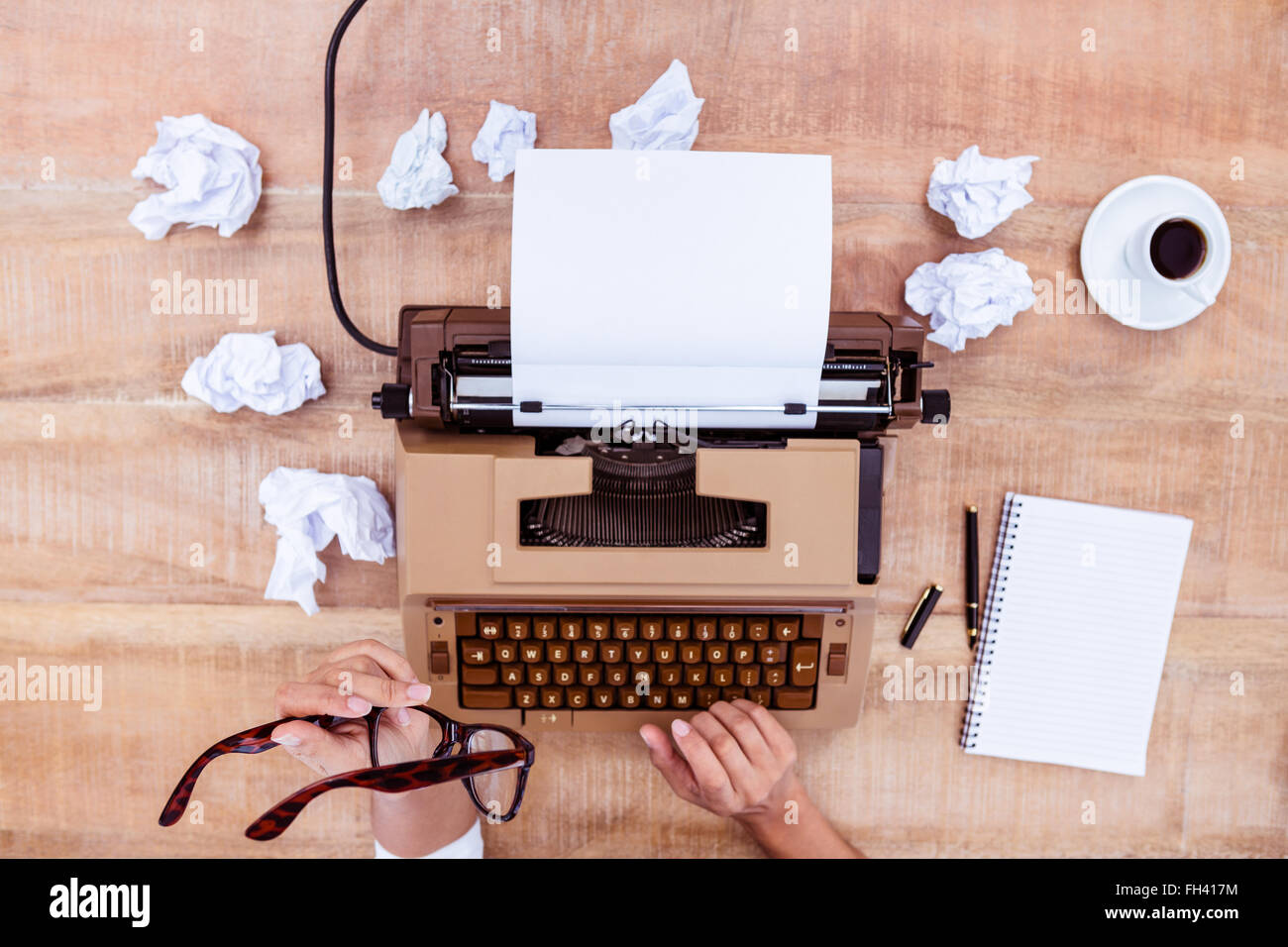 Above view of old typewriter Stock Photo - Alamy