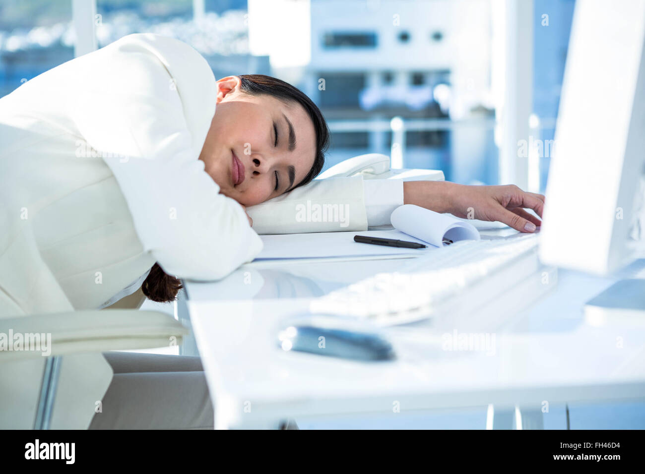 Woman asleep chair hi-res stock photography and images - Alamy