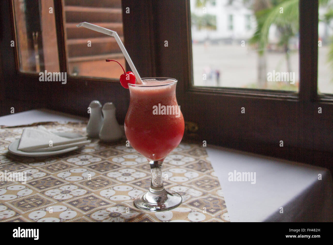 Cocktail drink served at the historic building "Batavia Café" in the ...