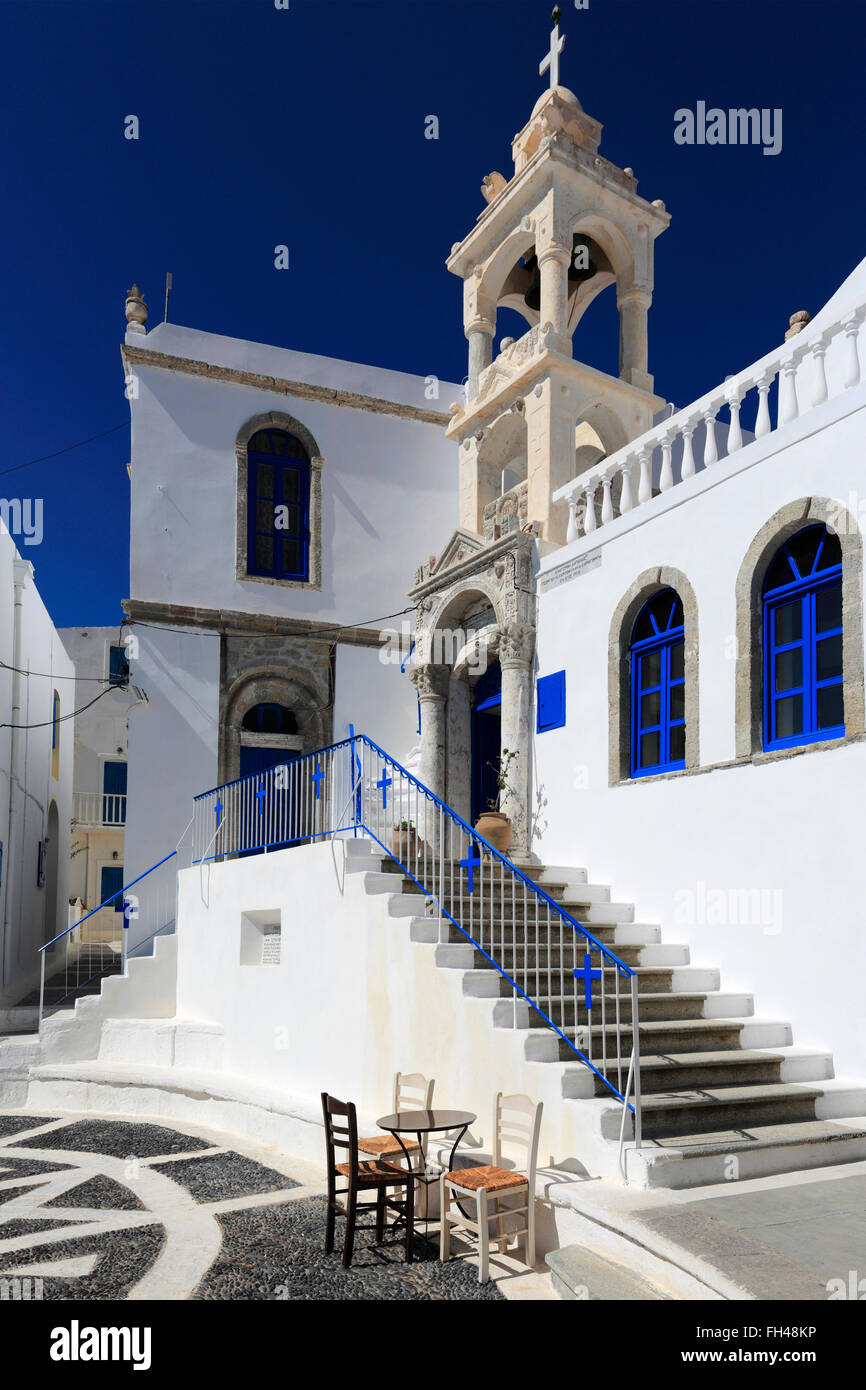 Town square of Nikia village, Nisyros volcanic island, Dodecanese group ...