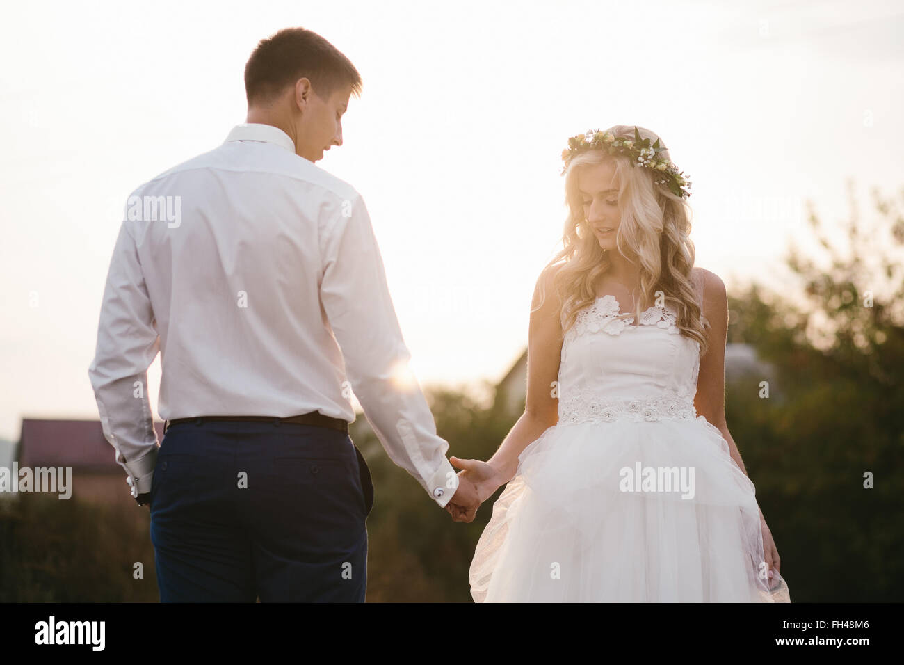 Wedding couple on the nature Stock Photo - Alamy