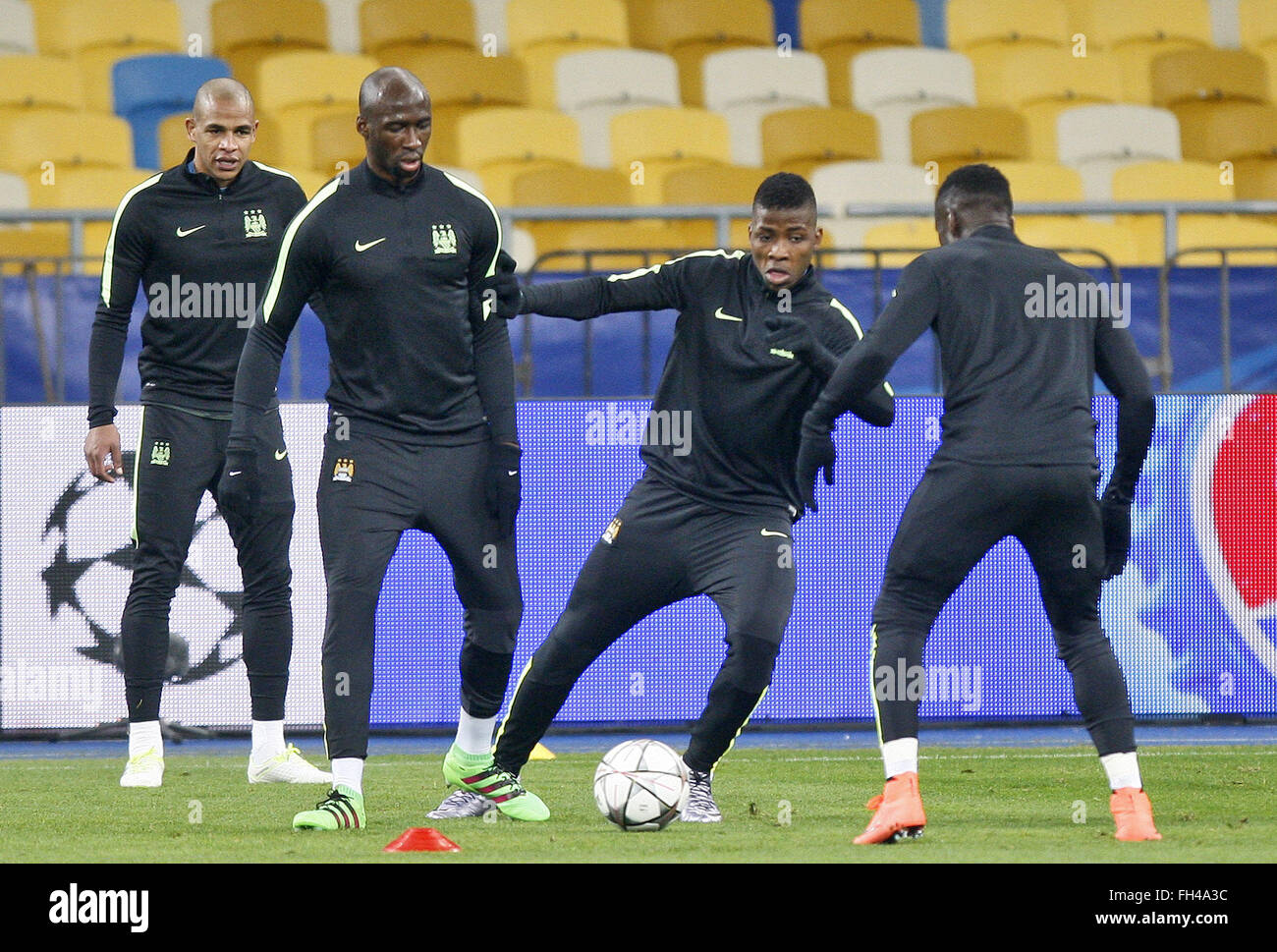 Kiev, Ukraine. 23rd Feb, 2016. FC Manchester City players take part in ...