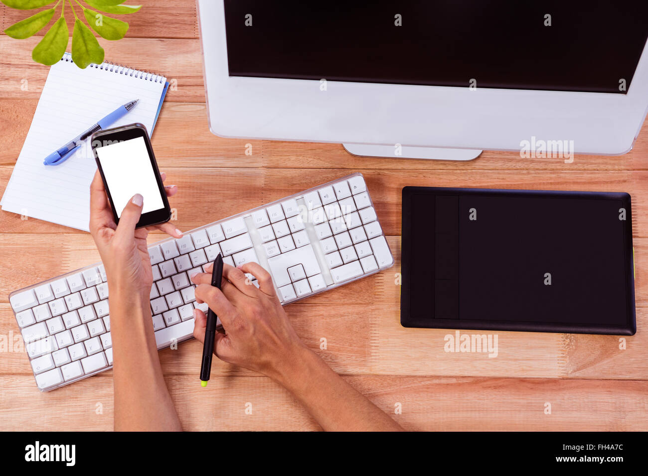 Part of hand using stylus Stock Photo - Alamy