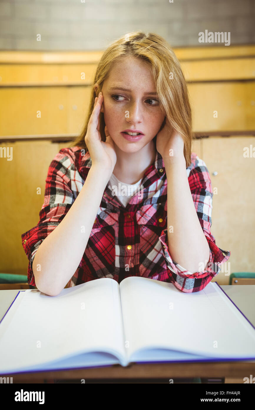 Worried student studying on notebook Stock Photo - Alamy