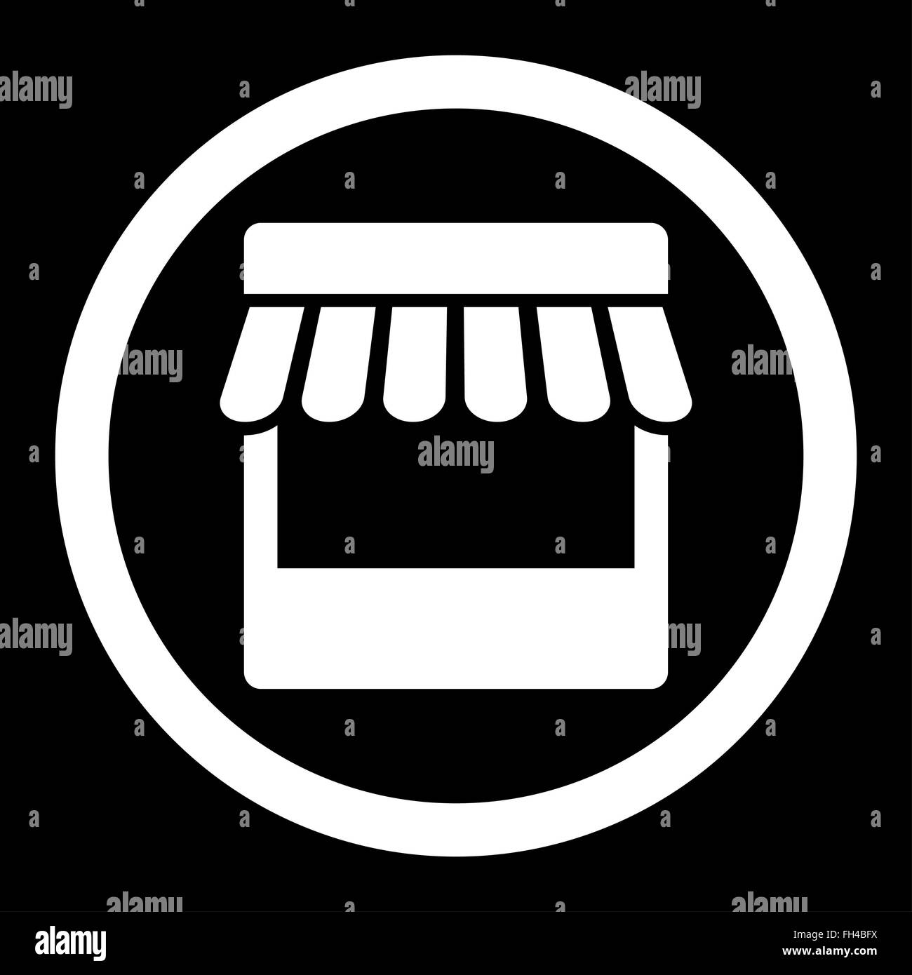 Store flat white color rounded vector icon Stock Photo - Alamy
