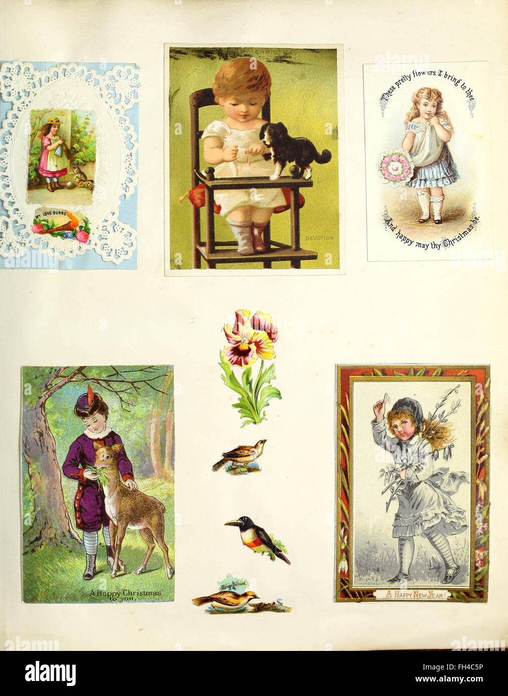 Scrapbook of Victorian Greeting Cards Stock Photo - Alamy