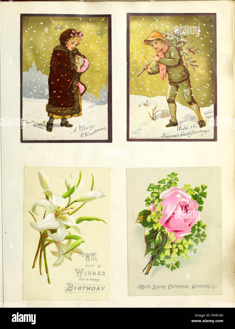 Scrapbook of Victorian Greeting Cards Stock Photo - Alamy