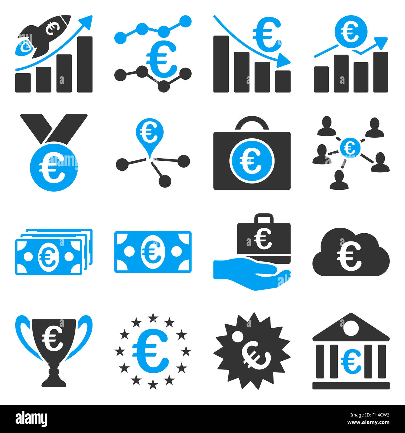 Euro banking business and service tools icons Stock Photo - Alamy