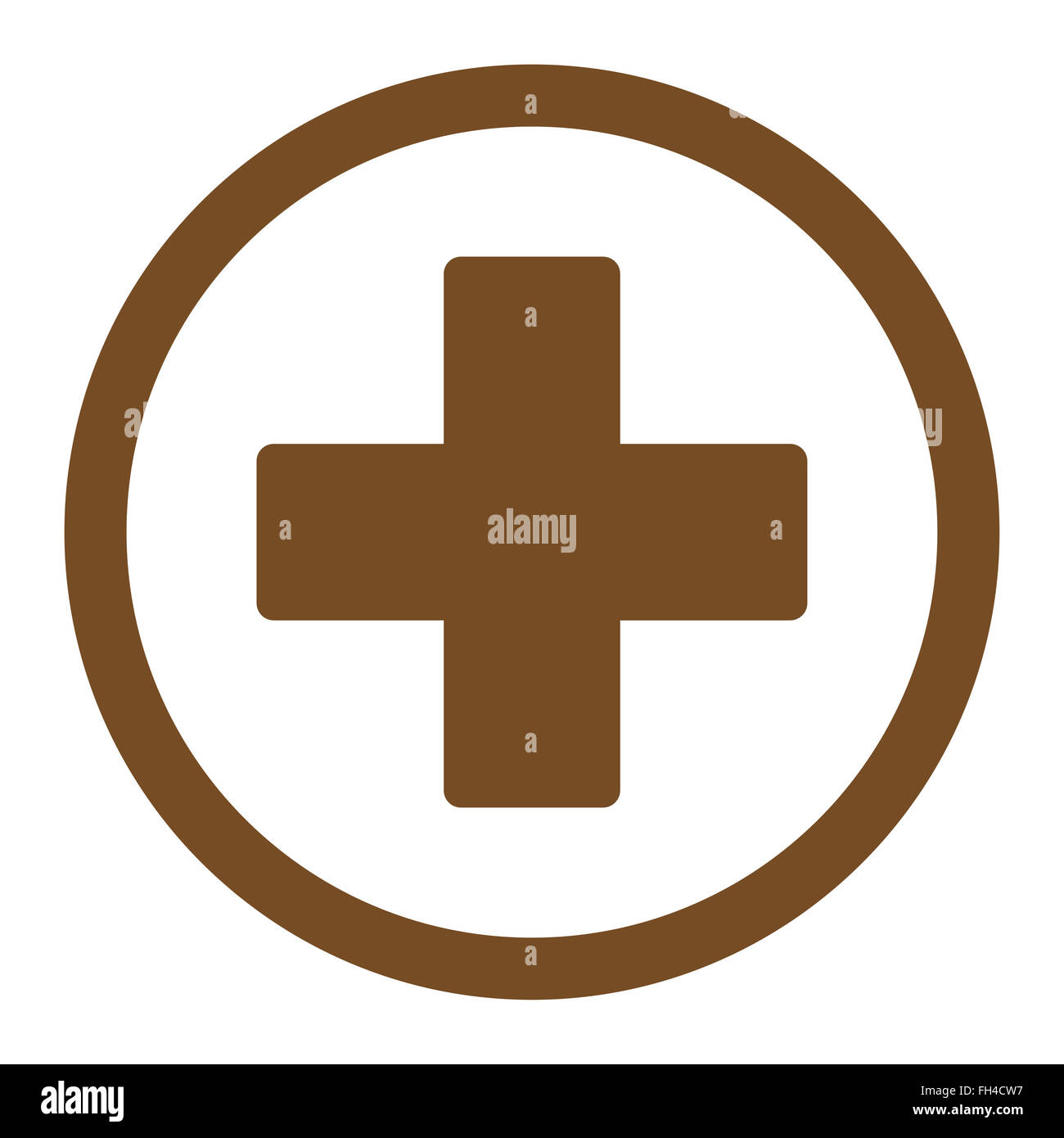 Plus flat brown color rounded vector icon Stock Photo - Alamy