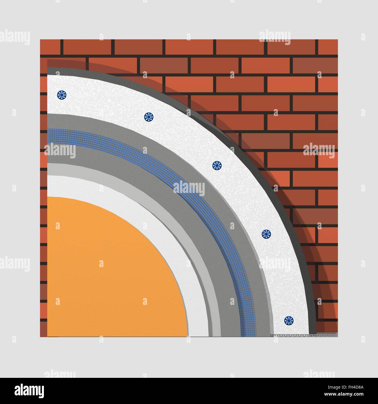 3D layered scheme of exterior wall insulation using polystyrene or ...