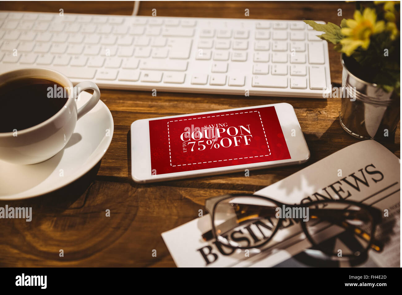 Composite image of smartphone on table Stock Photo - Alamy