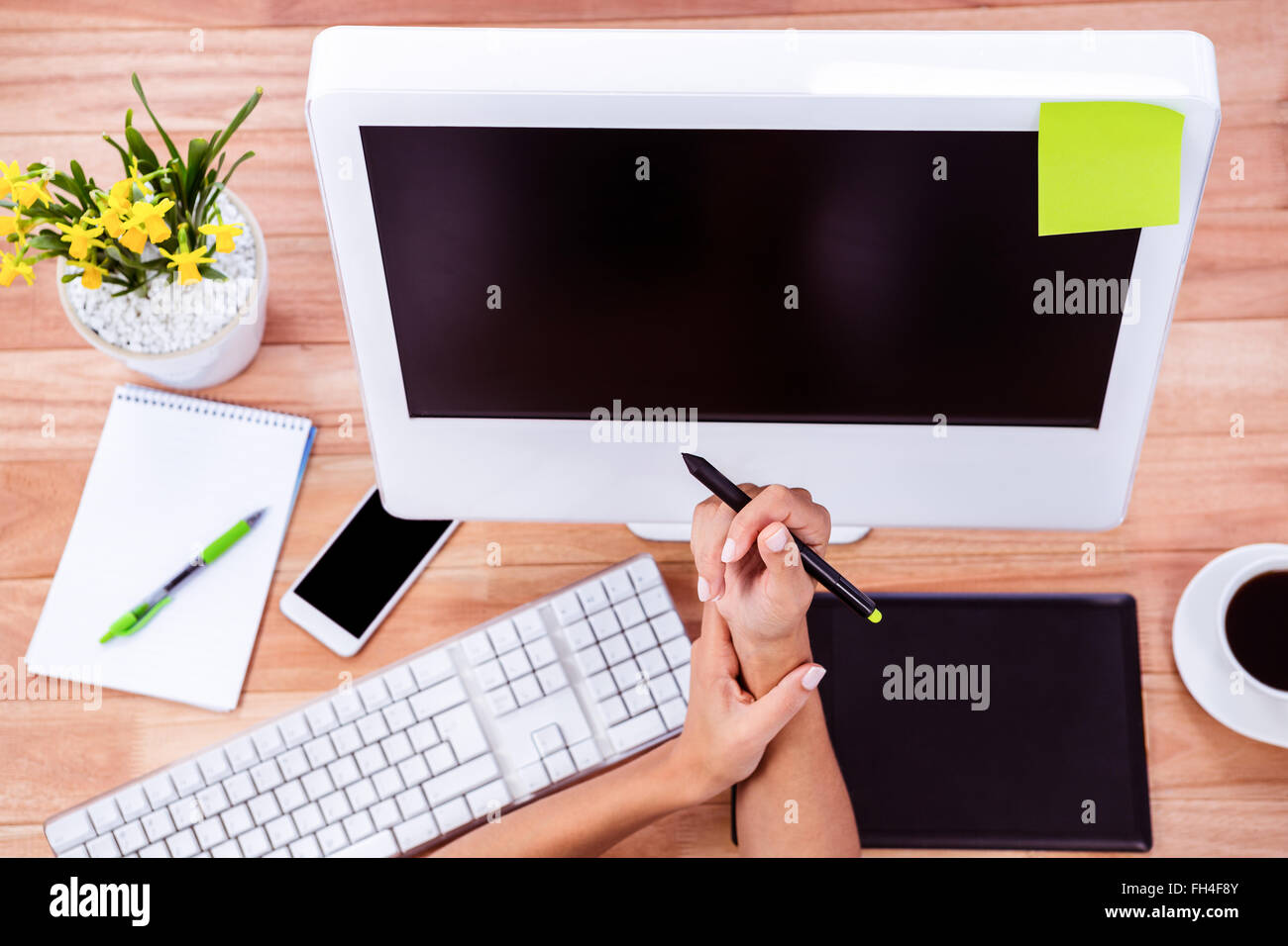 Part of hand using stylus Stock Photo - Alamy