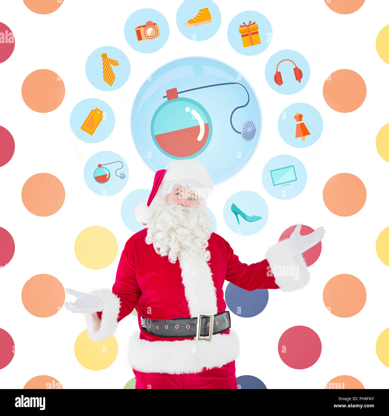 Composite image of father christmas with his hands out Stock Photo - Alamy