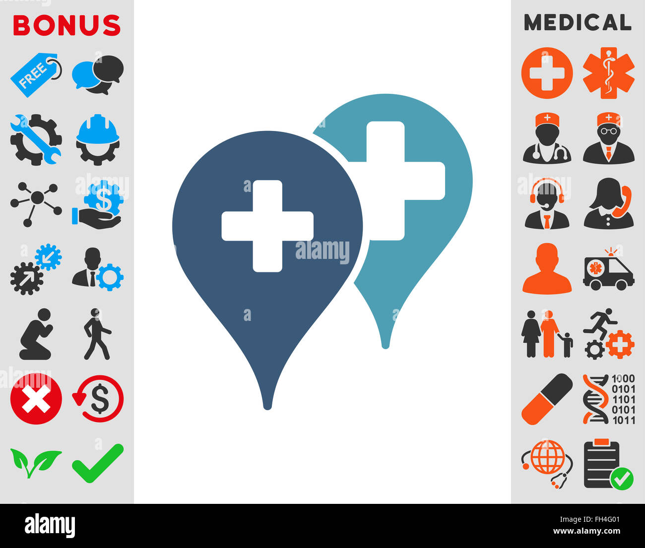 Medical Map Markers Icon Stock Photo - Alamy