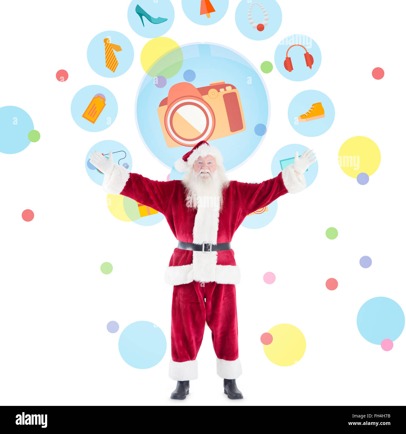 Composite image of santa with arms out Stock Photo - Alamy