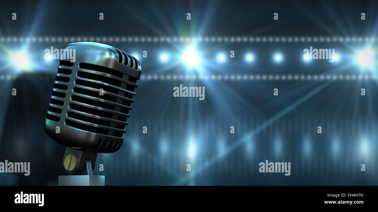 Composite image of digitally generated retro chrome microphone Stock ...