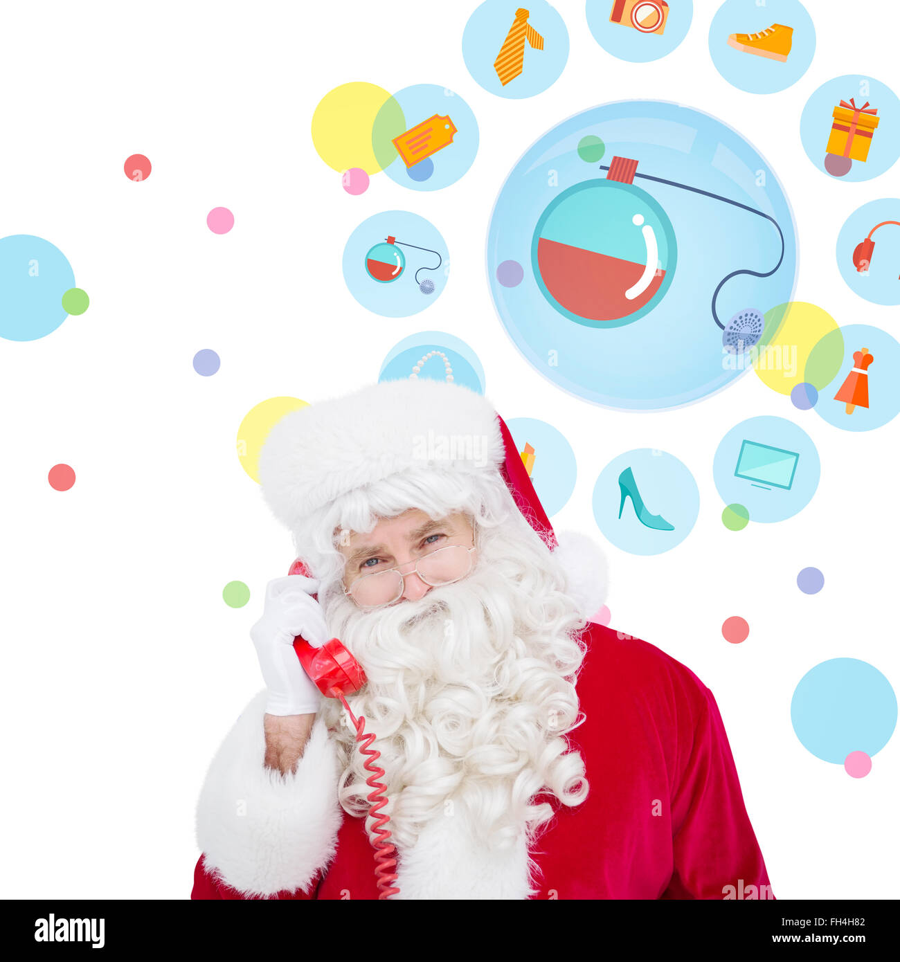 Composite image of santa claus on the phone Stock Photo - Alamy