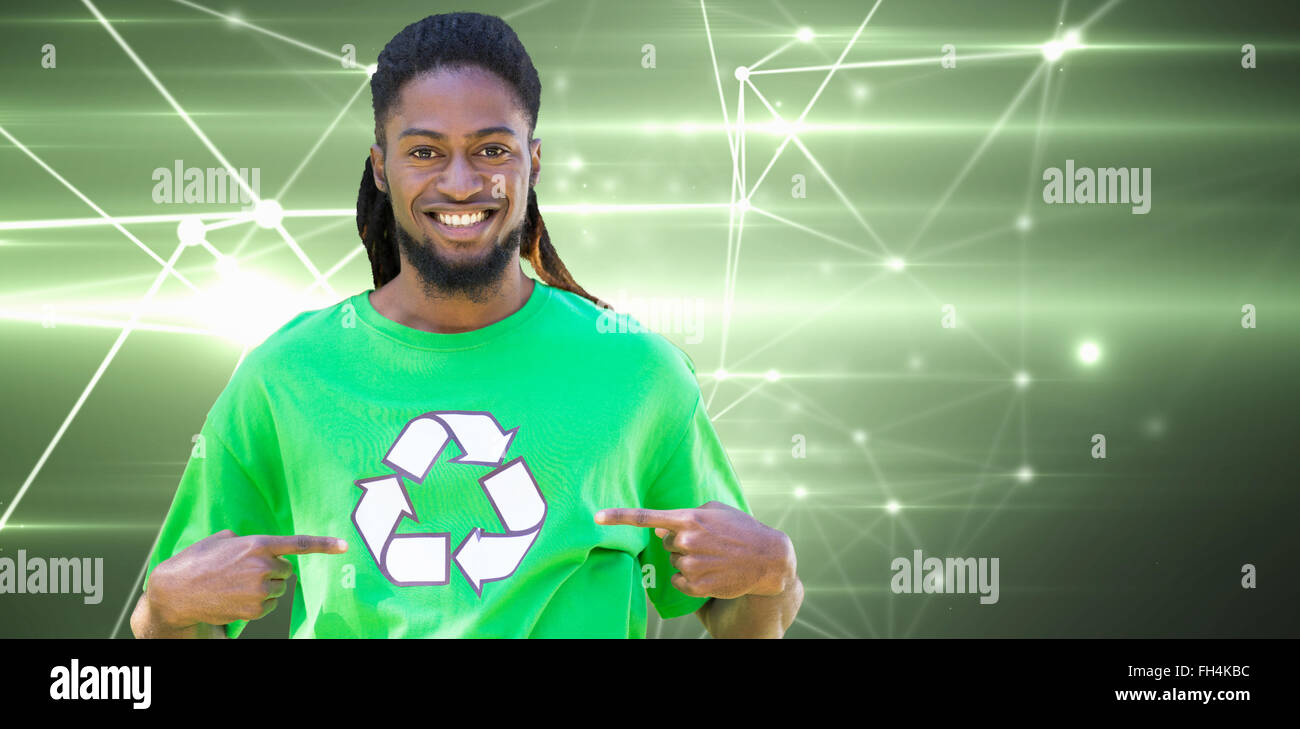 Composite image of happy environmental activist in the park Stock Photo ...