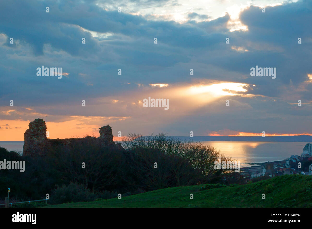 Hastings East Sussex UK. 23rd February 2016. After a fine sunny day a ...