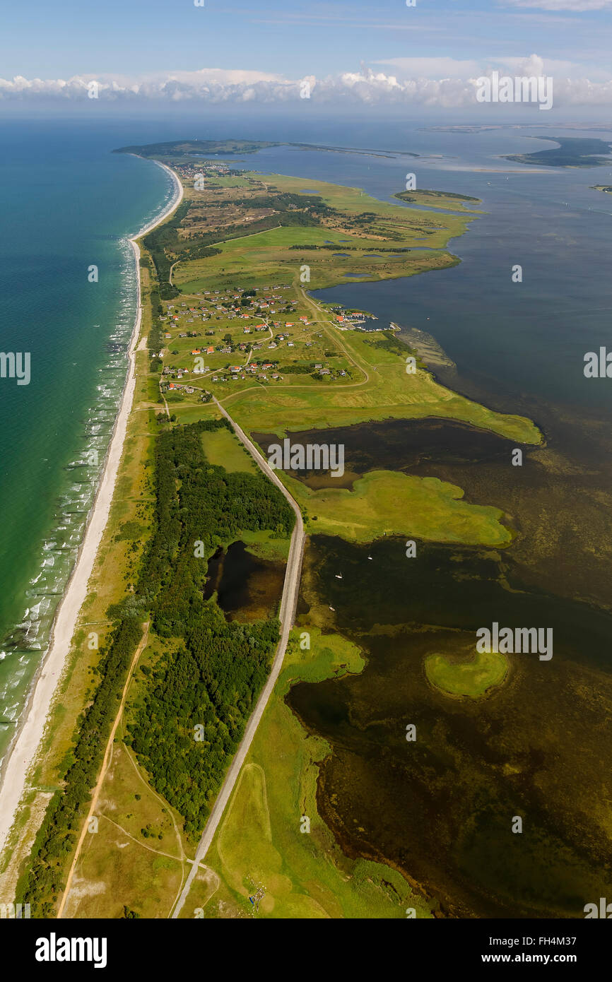 Aerial view, Cloud, nature reserve dune heath, moorland, Hiddensee ...