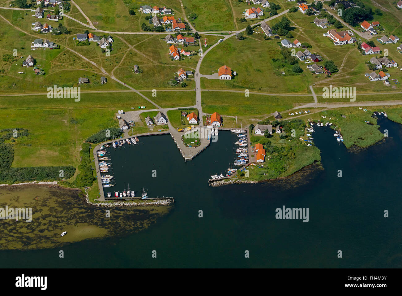 Aerial view, Baltic port Neuendorf Hiddensee, sailboats, Hiddensee ...