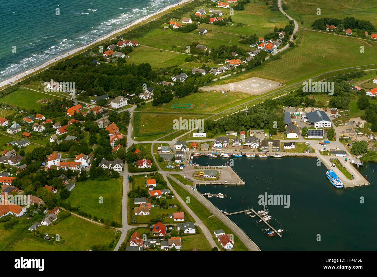 Aerial view, Vitte, Baltic port, Hiddensee, Baltic Sea island ...