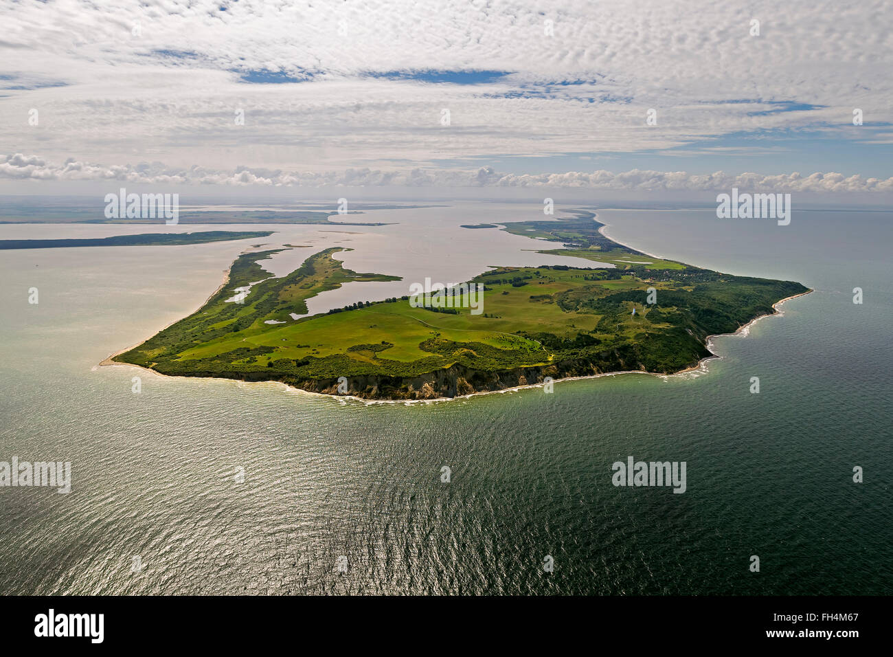 Aerial view, northern tip of the island of Hiddensee with the ...