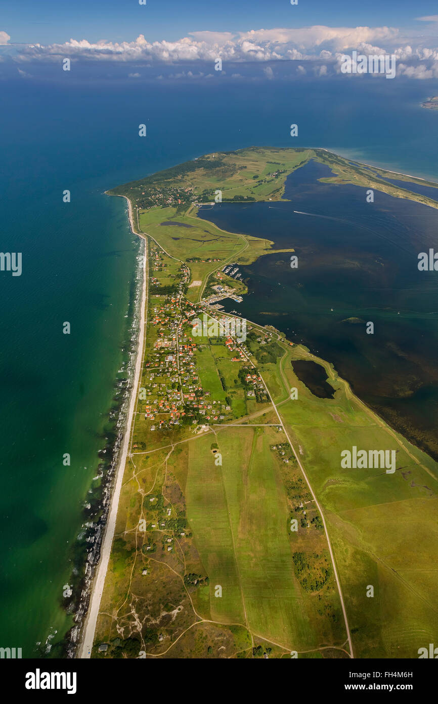 Aerial view, northern tip of the island of Hiddensee with the ...