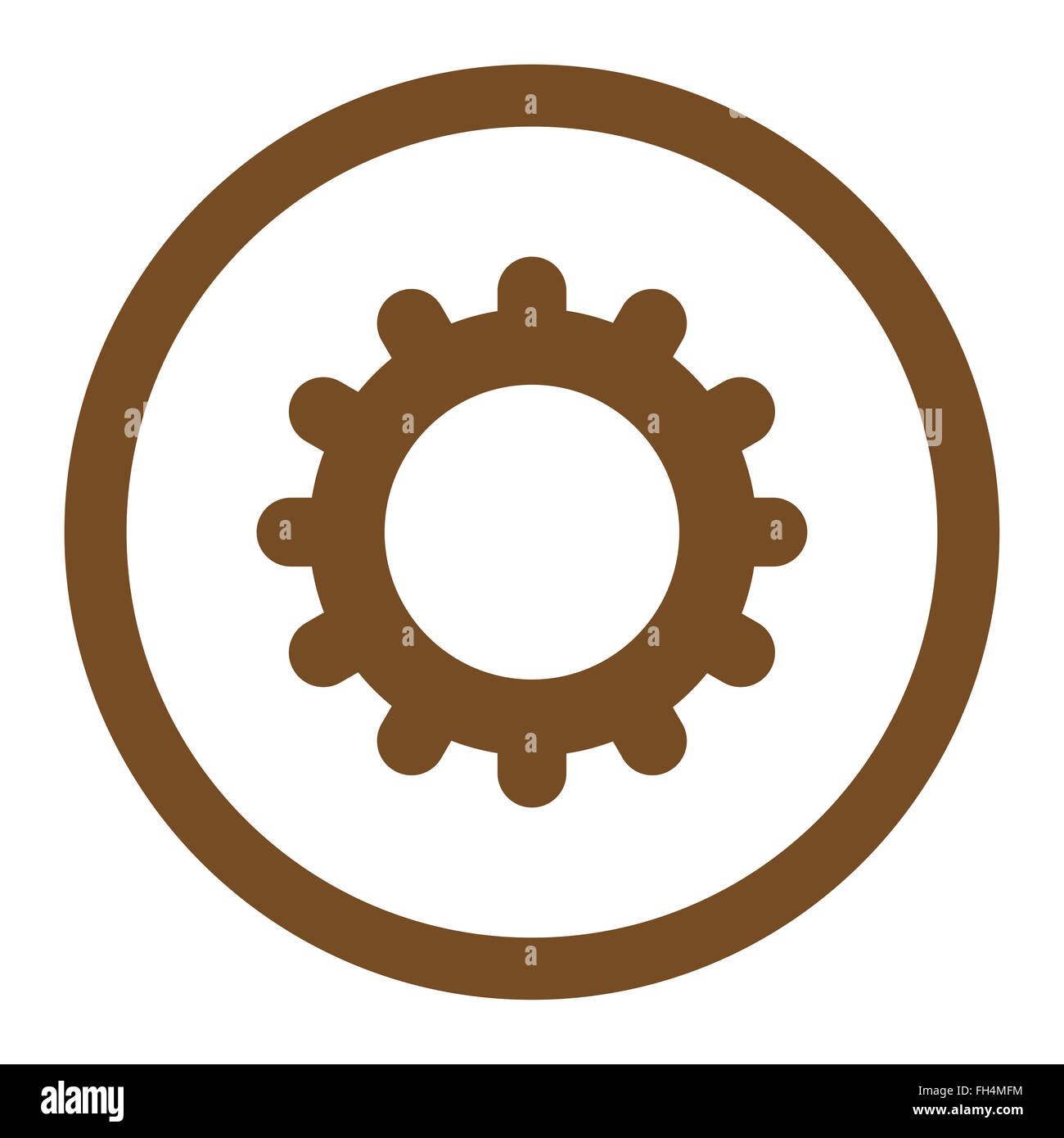 Gear flat brown color rounded vector icon Stock Photo - Alamy
