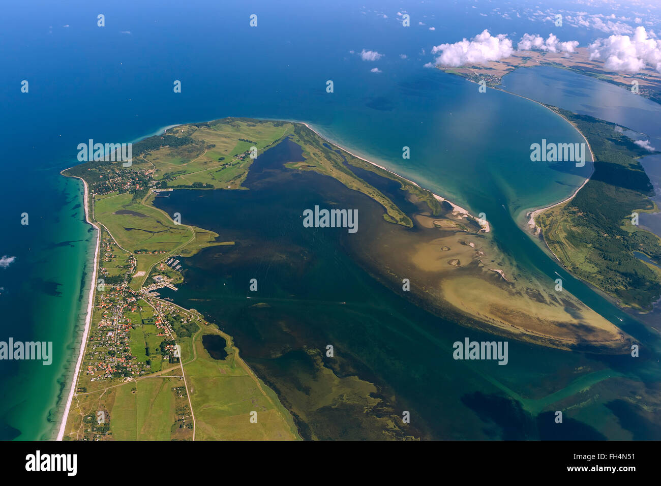Aerial view, northern tip of the island of Hiddensee with the ...