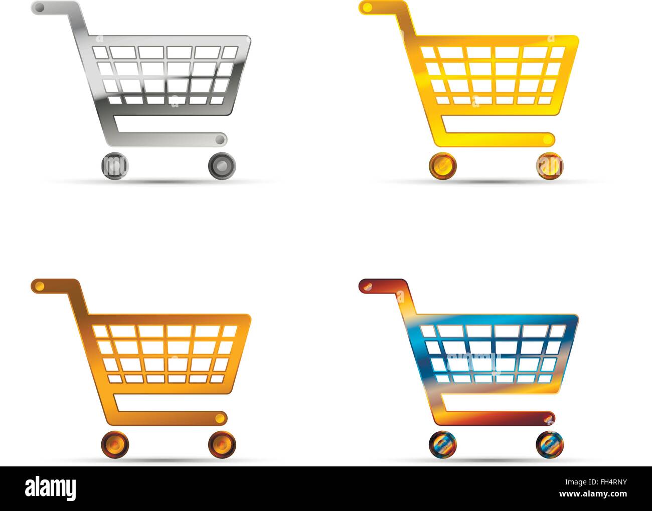 Shopping carts icons made of silver, gold and bronze metal Stock Vector ...