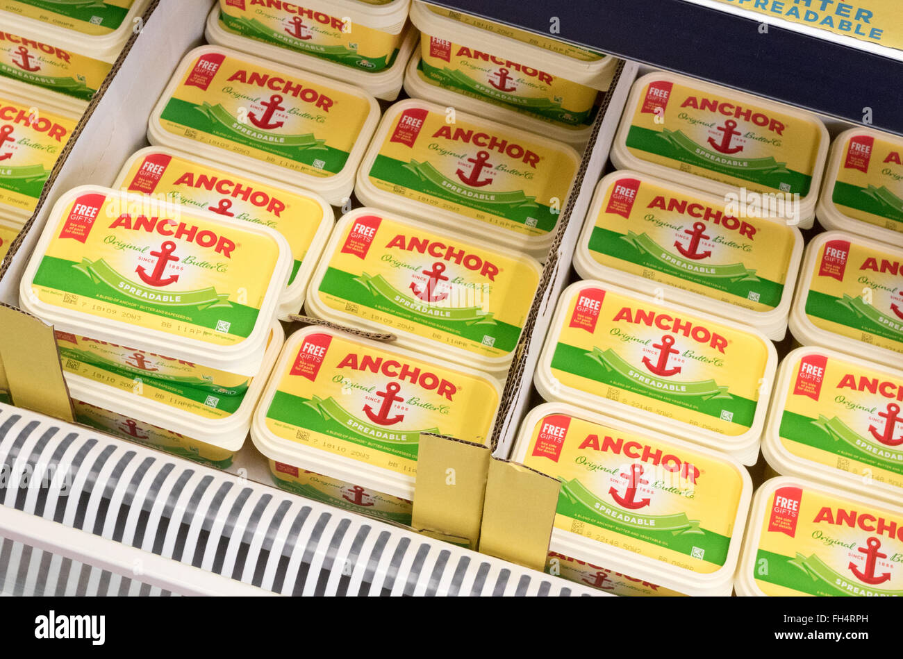Anchor butter packs on the shelf in a supermarket, UK Stock Photo - Alamy