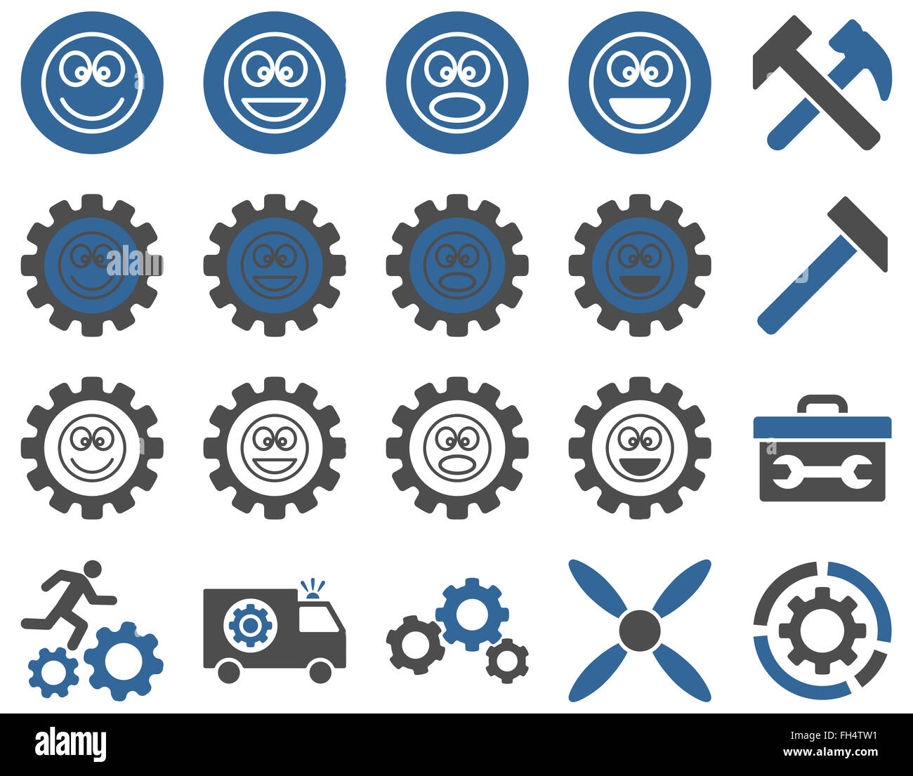 Tools and Smile Gears Icons Stock Photo - Alamy