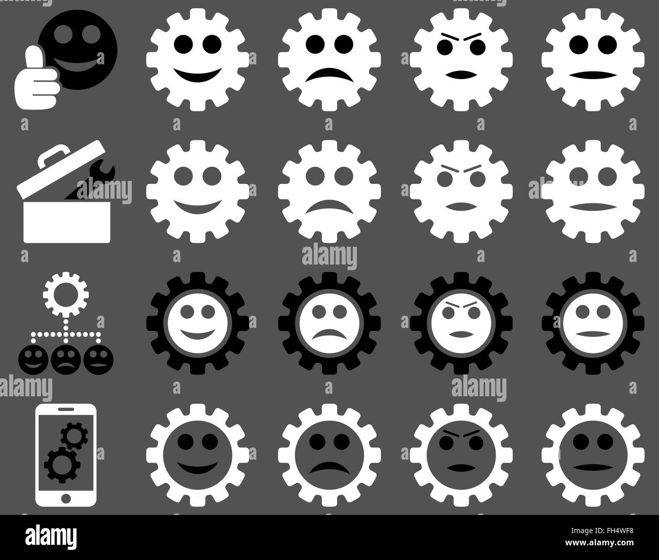 Tools and Smile Gears Icons Stock Photo - Alamy