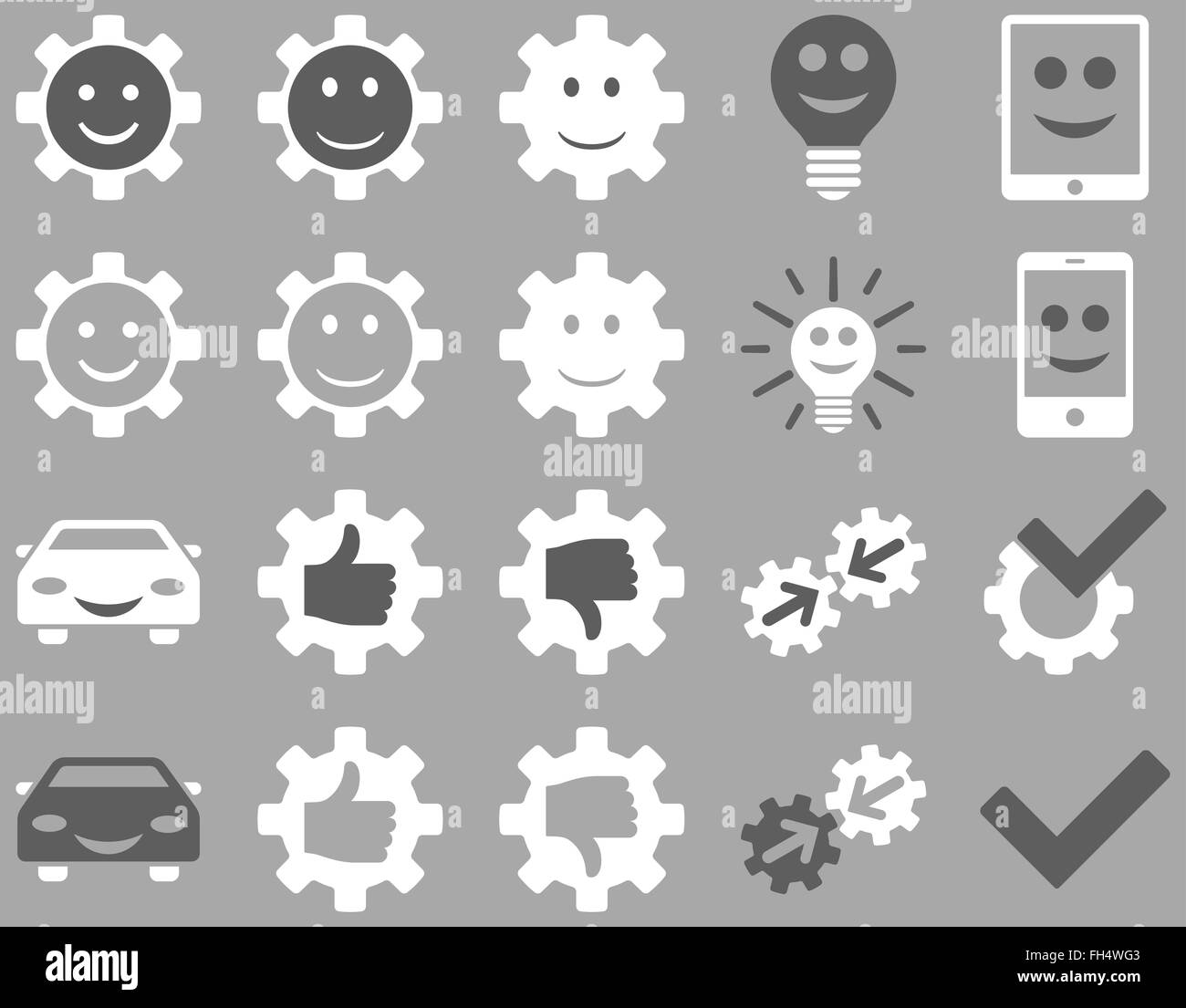 Tools and Smile Gears Icons Stock Photo - Alamy