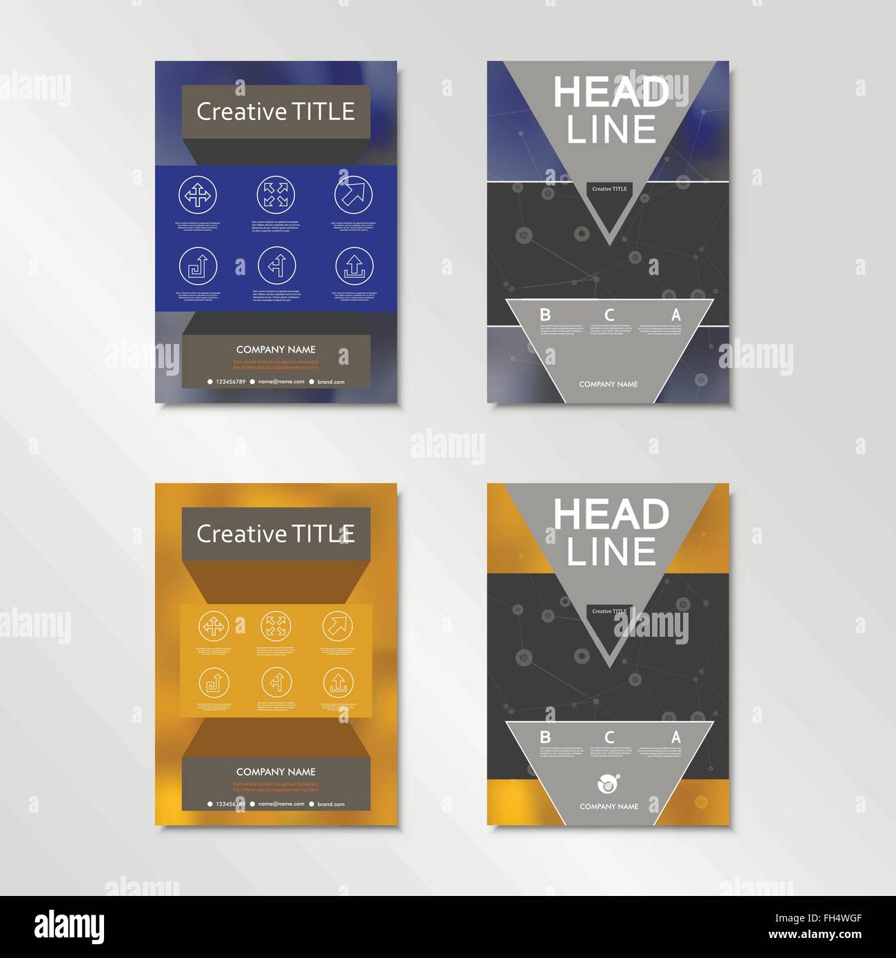 Set Abstract Colorful Template Collection Brochure In Geometric