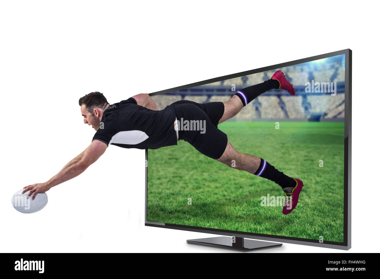 Composite image of rugby player scoring a try Stock Photo - Alamy