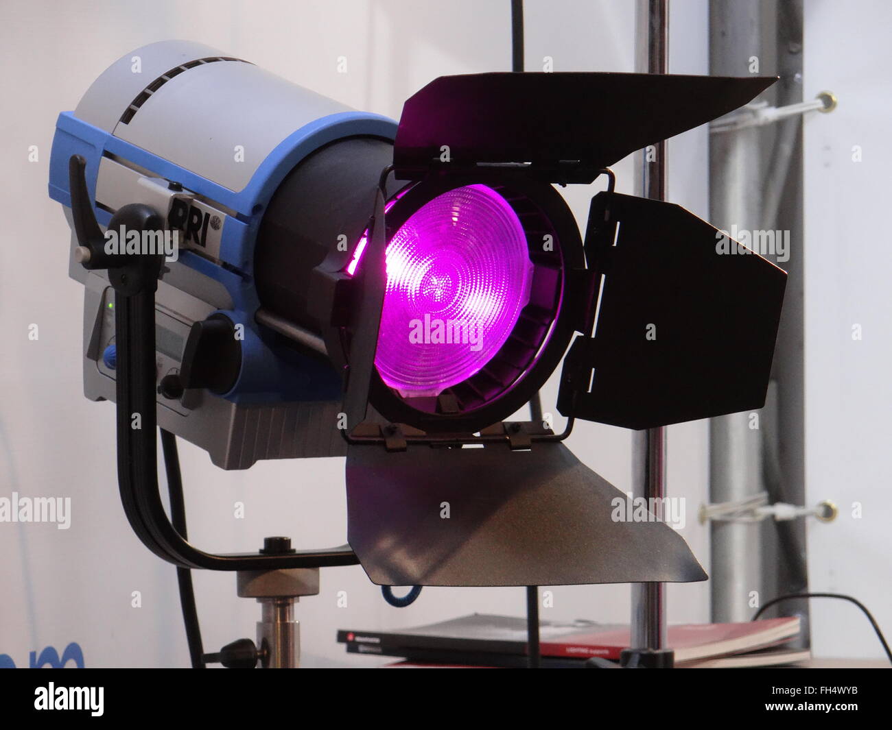 Purple light at BVE (Broadcast and Video Expo) 2016 in London Stock ...