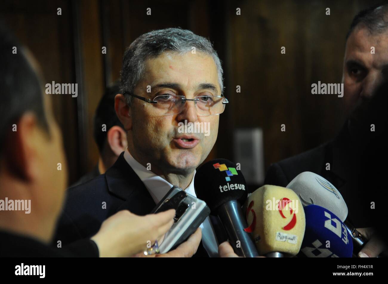 Damascus, Syria. 23rd Feb, 2016. Syrian Minister of National ...