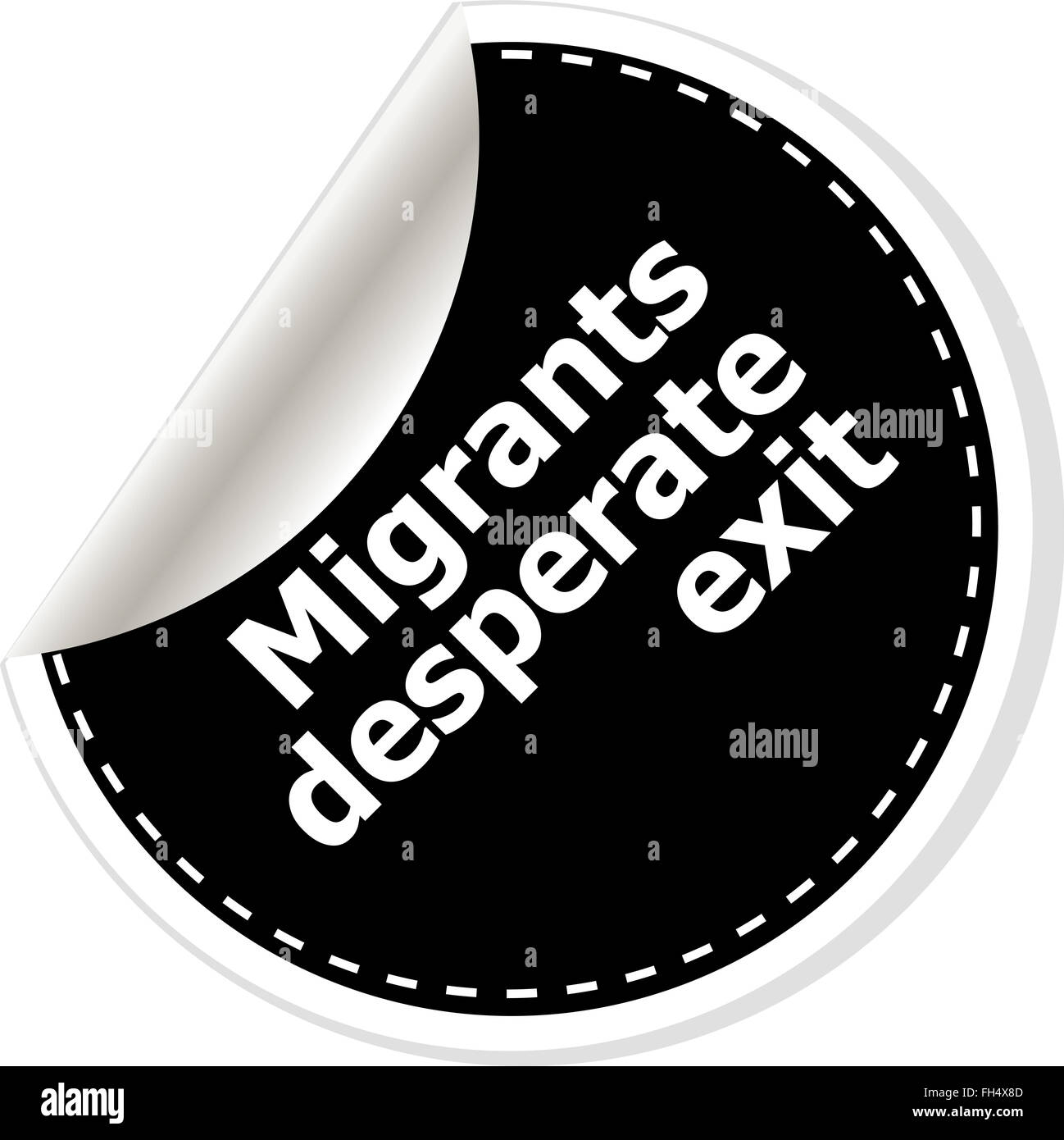 migrants desperate exit. vector illustration of realistic stickers or ...