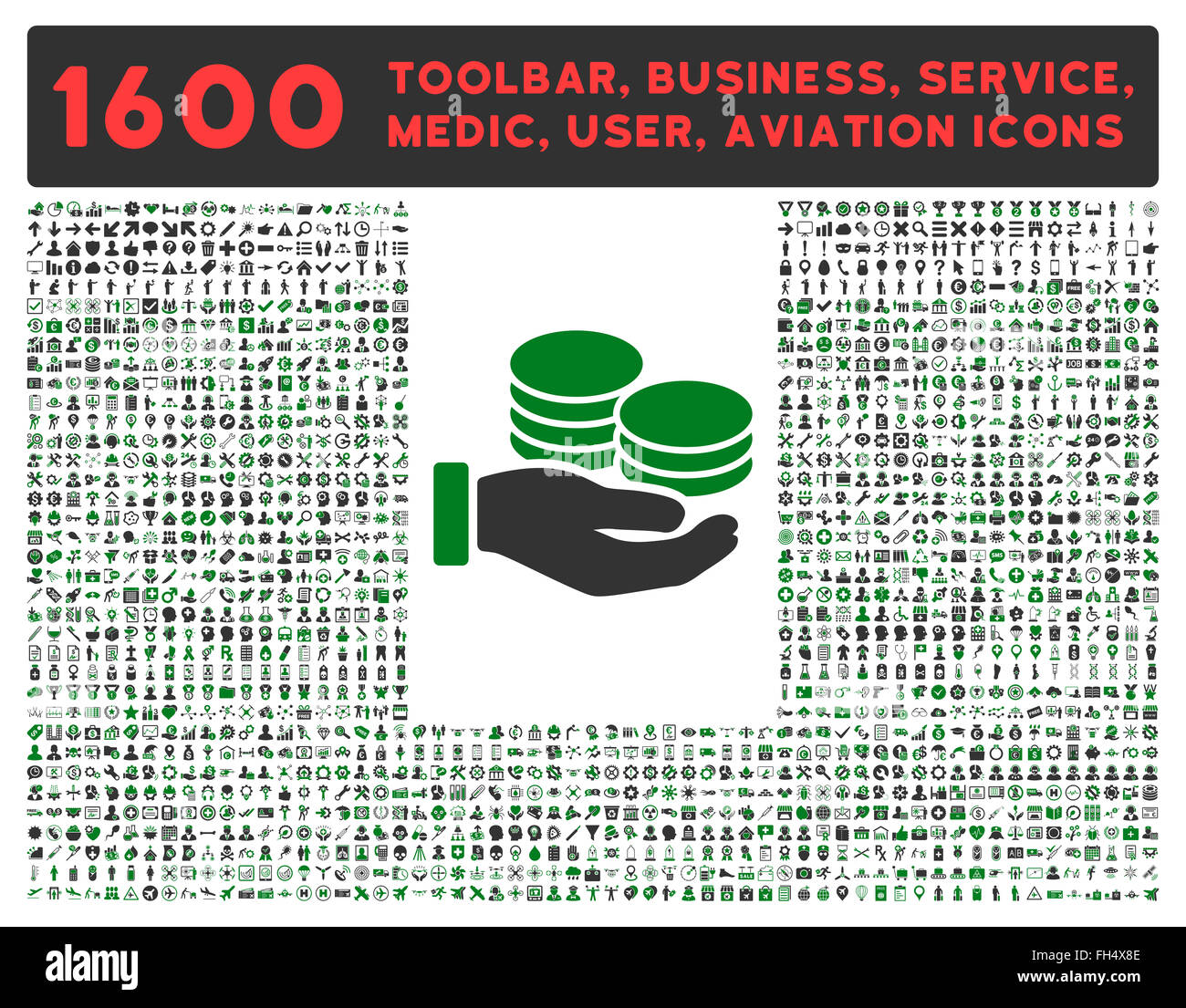 Salary Icon with Large Pictogram Collection Stock Photo - Alamy