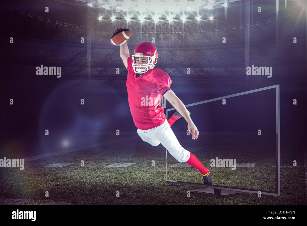 Composite image of american football player scoring a touchdown Stock ...
