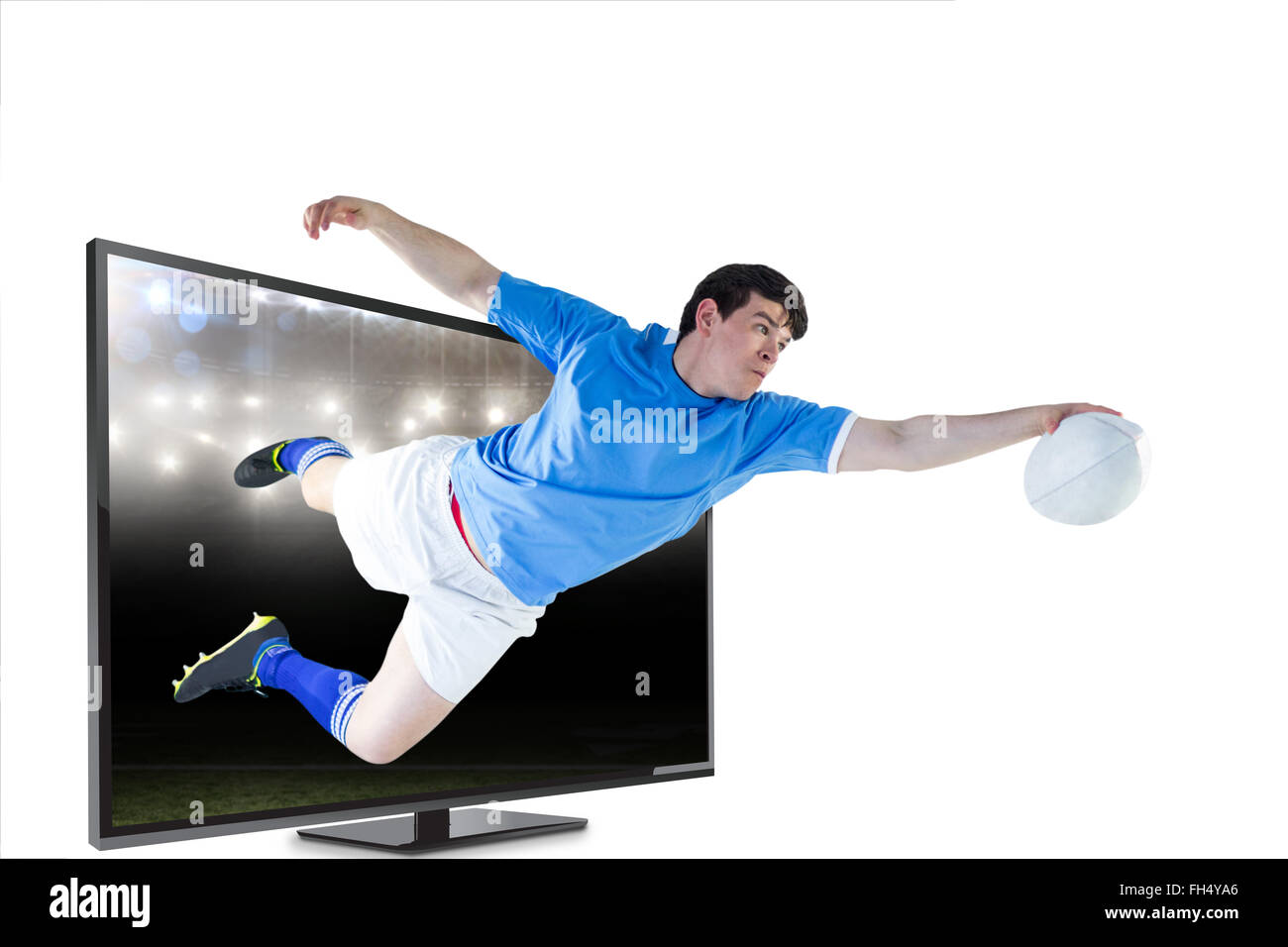 Composite image of a rugby player scoring a try Stock Photo - Alamy