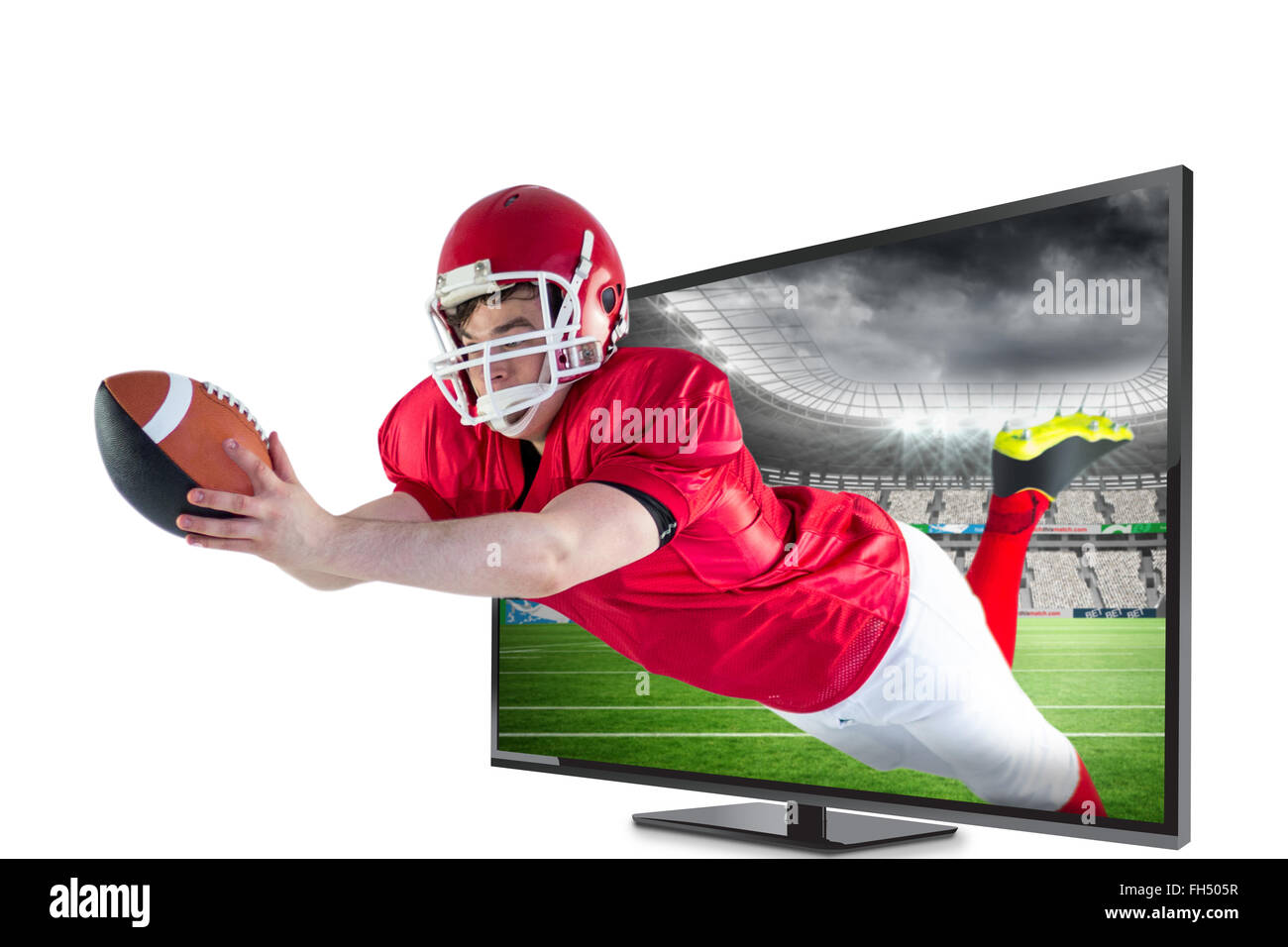 Composite image of american football player scoring a touchdown Stock ...
